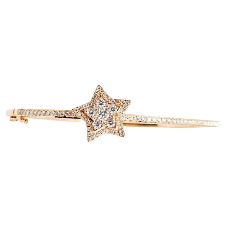 Star Style 18K Rose Gold Diamond Bangle with 1 Carat Natural Diamonds ...