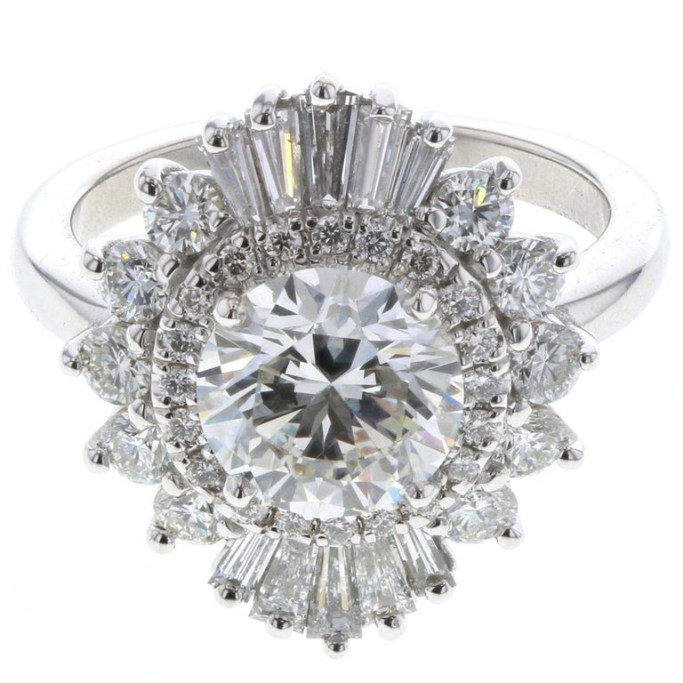Starburst Engagement Ring with Round Diamond Center 'GIA, Platinum' For ...
