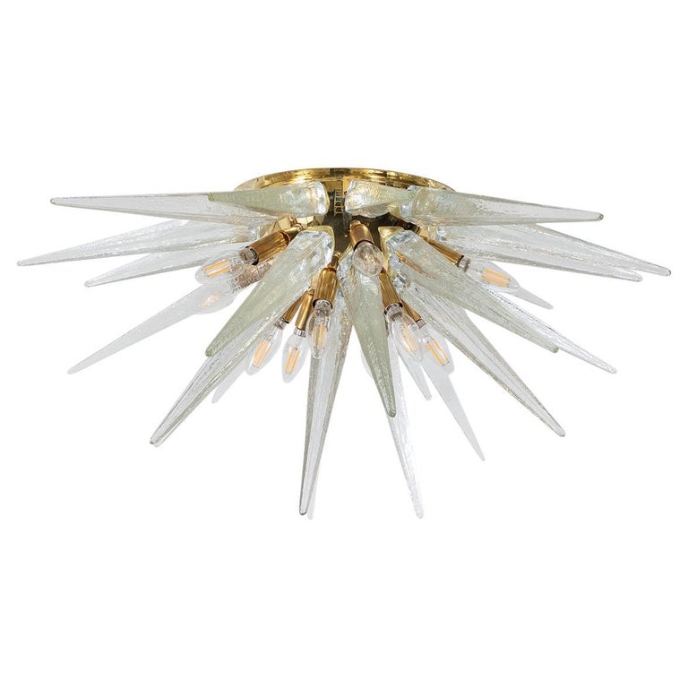 Starburst Glass Ray Flush Mount For Sale at 1stDibs