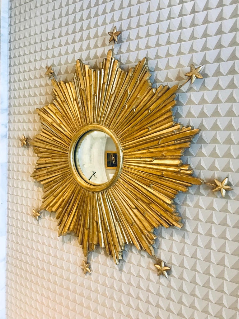 Vintage Starburst Mirror Hand Carved with Antique Gold Leaf Finish at ...