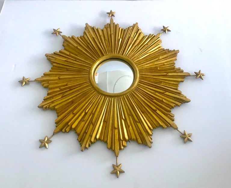 Vintage Starburst Mirror Hand Carved with Antique Gold Leaf Finish at ...