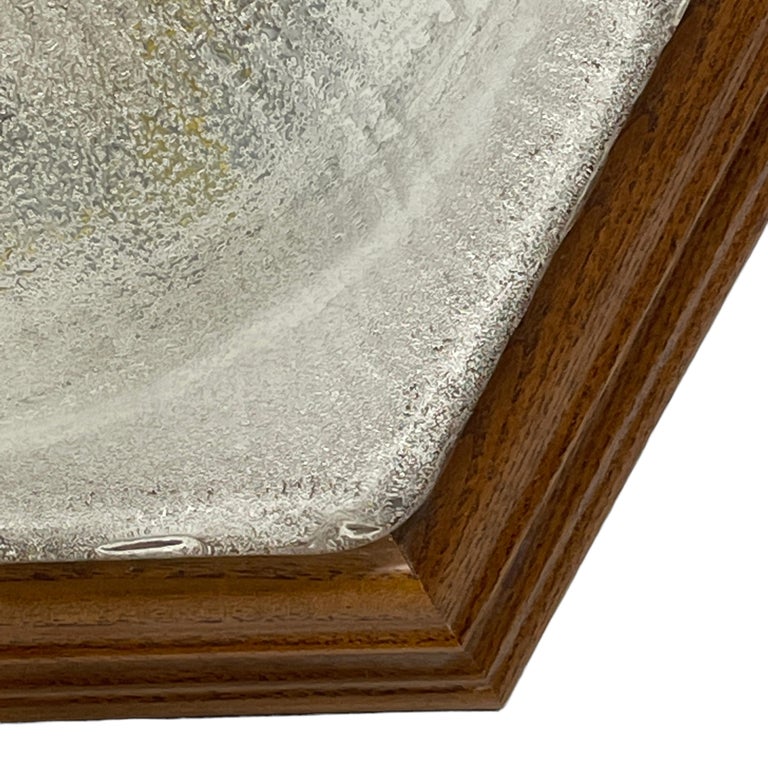 Starburst Pattern Ice Glass and Wood, Flush Mount Ceiling Light ...