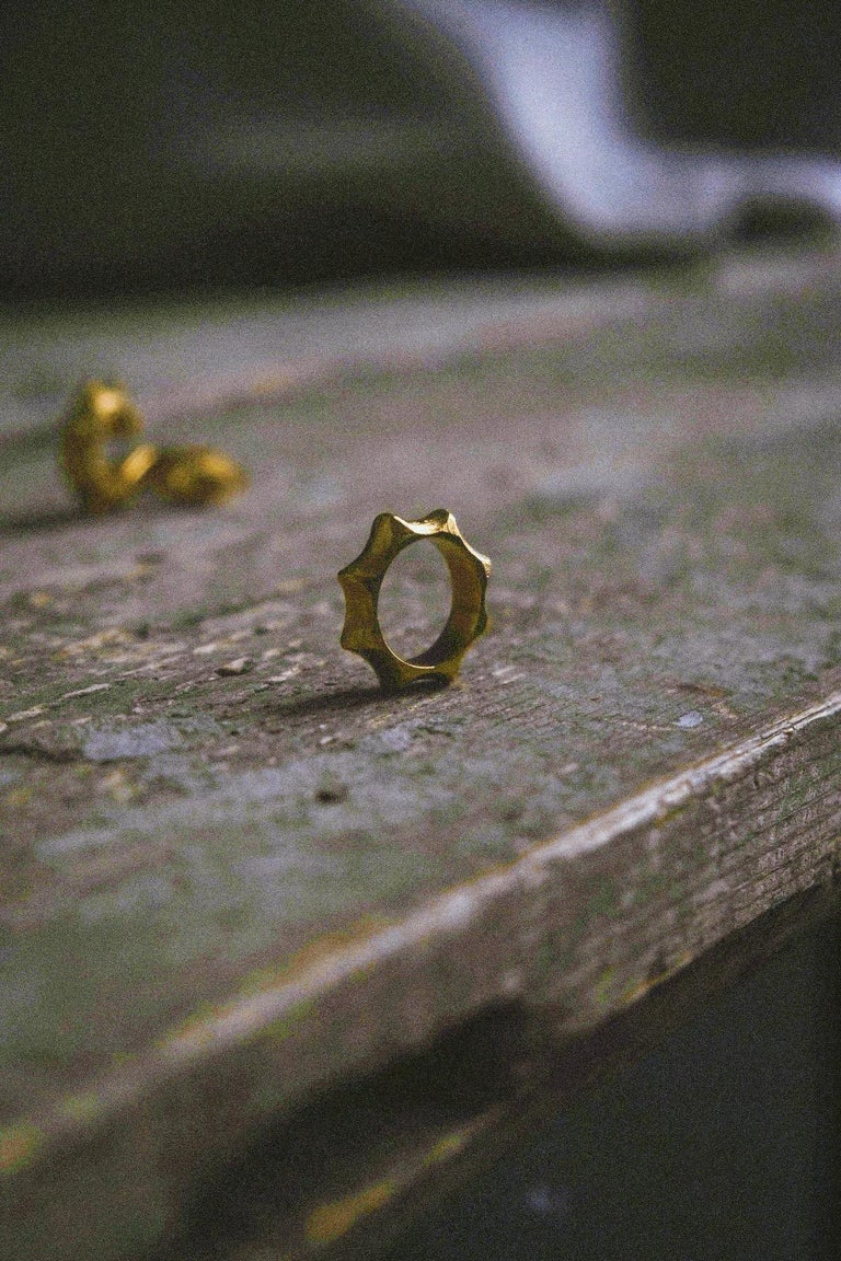 Starfruit Ring is handmade of 24ct gold-plated bronze For Sale at 1stDibs
