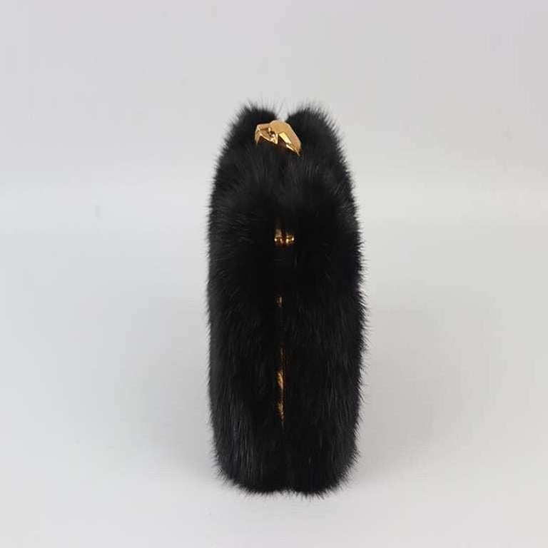 Stark Mink Fur And Suede Box Clutch For Sale at 1stDibs