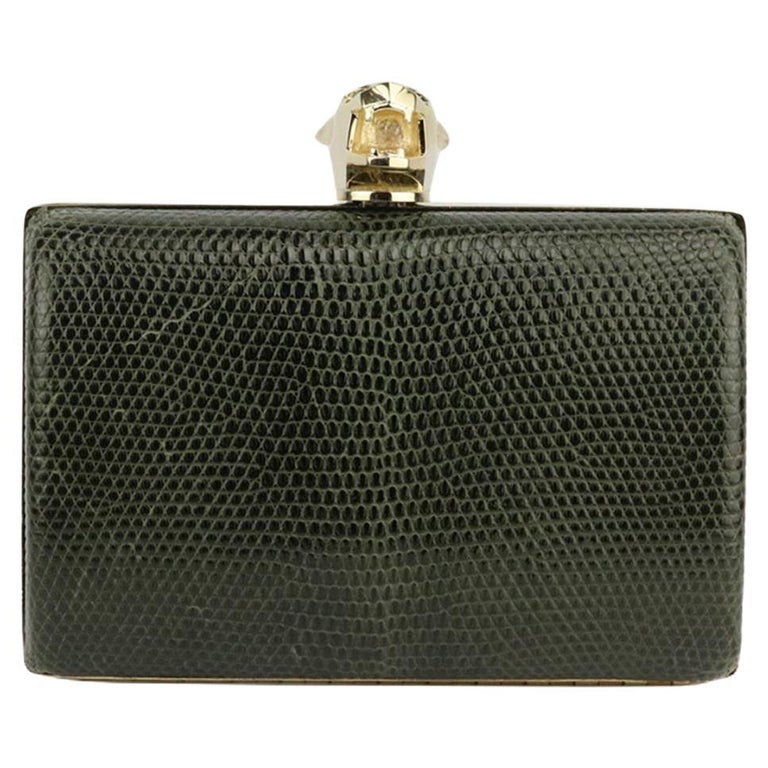 Stark Snake Effect Leather Box Clutch For Sale at 1stDibs