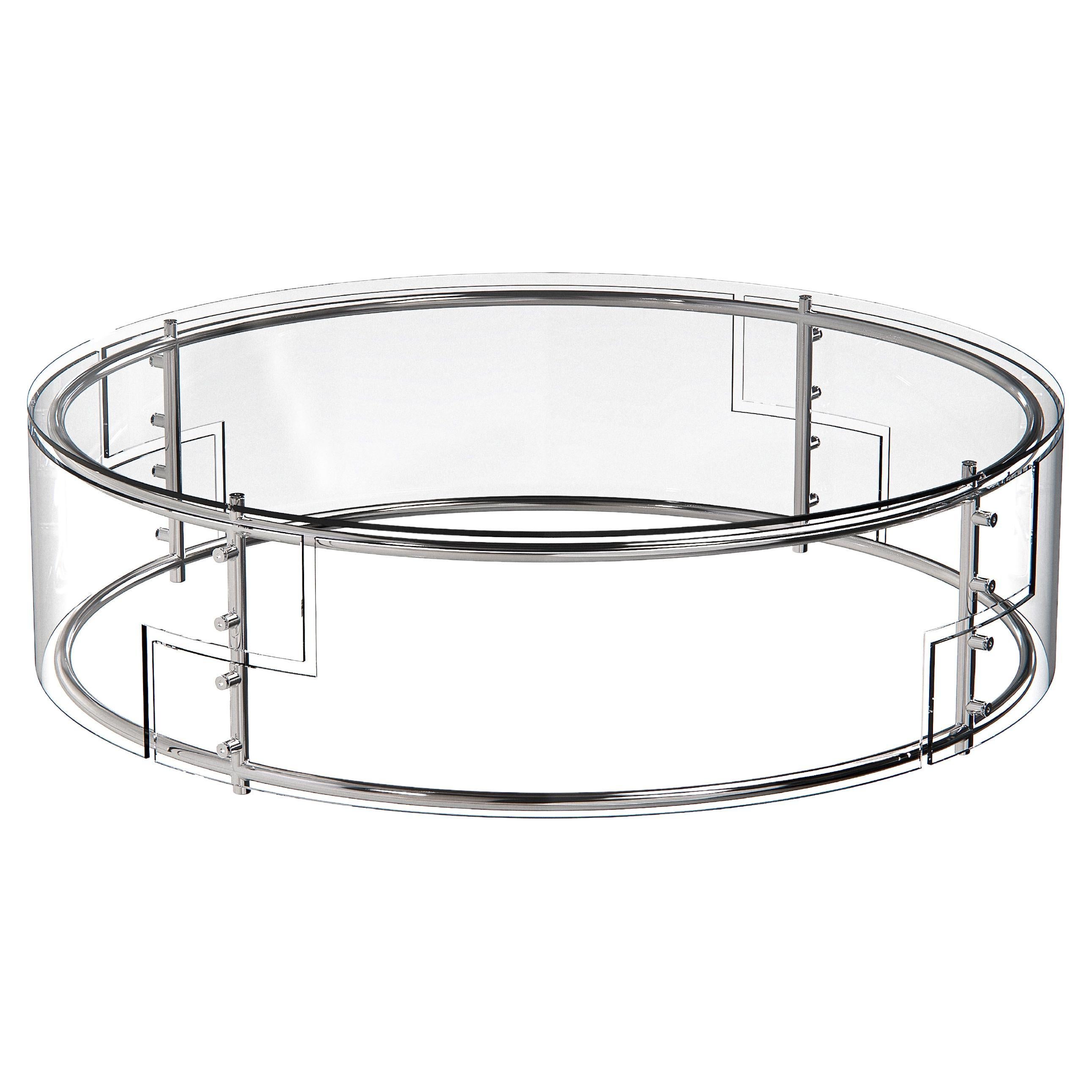 Starphire Glass and Stainless Steel Coffee Table For Sale at 1stDibs
