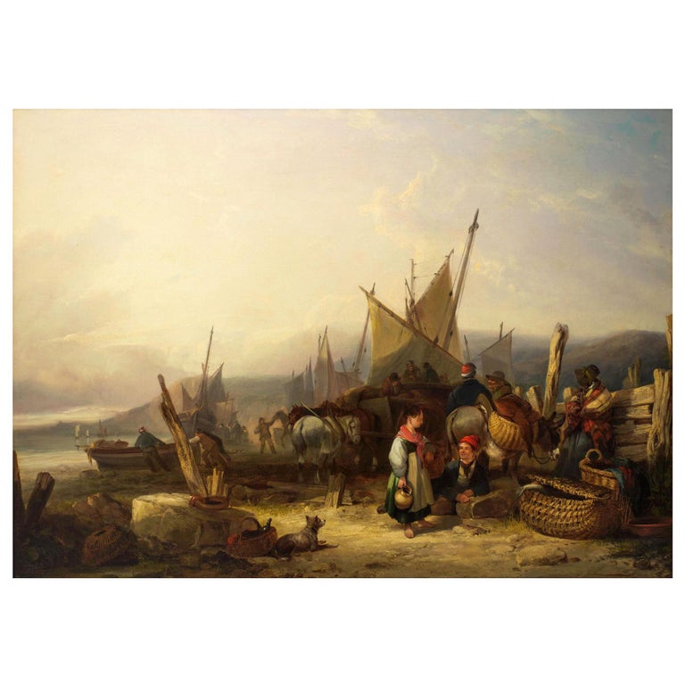 Antique Landscape Painting "Start of the Day" by William Shayer, Senior ...