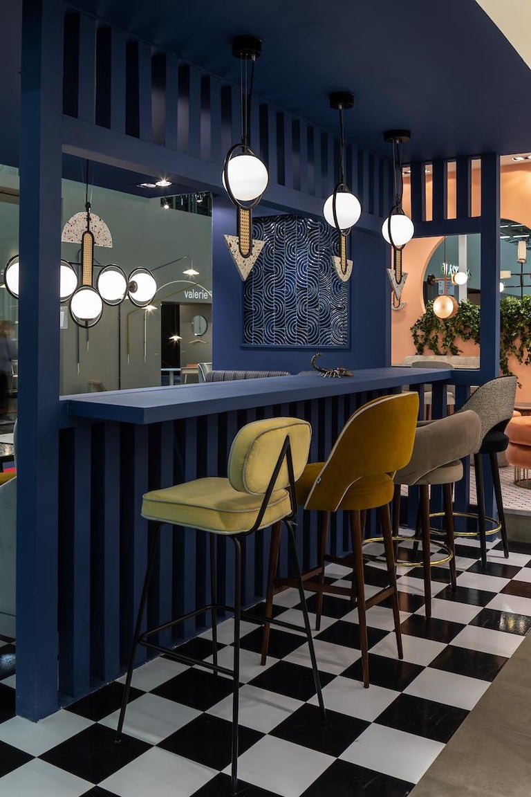 Bar Chair State with Lacquered Metal and Upholstery New For Sale at 1stDibs