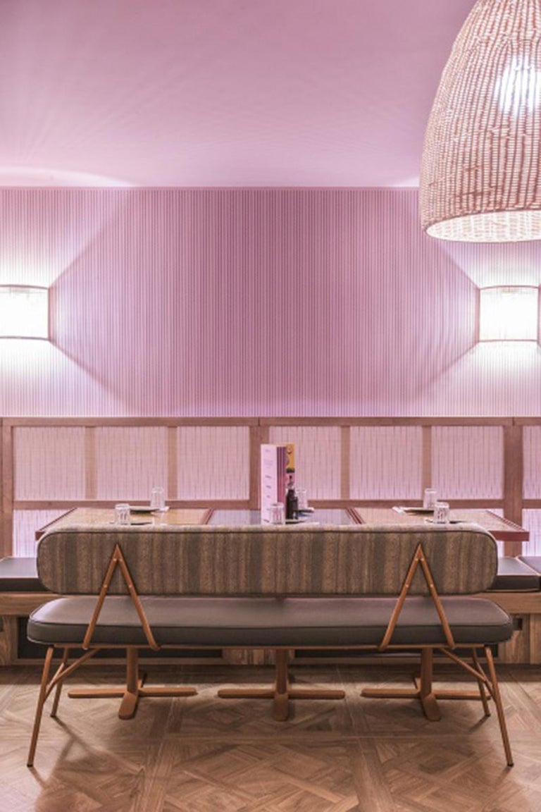 State Bench Settee with Lacquered Metal and Multicolor Fabric New For ...