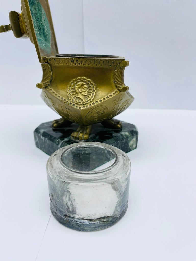 Stately Antique Brass Bronze Inkwell, Around 1880 For Sale at 1stDibs