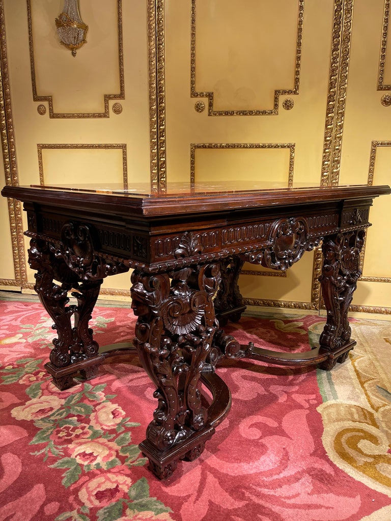 Stately Historicism Salon Table, Solid Oak, around 1880 For Sale at 1stDibs