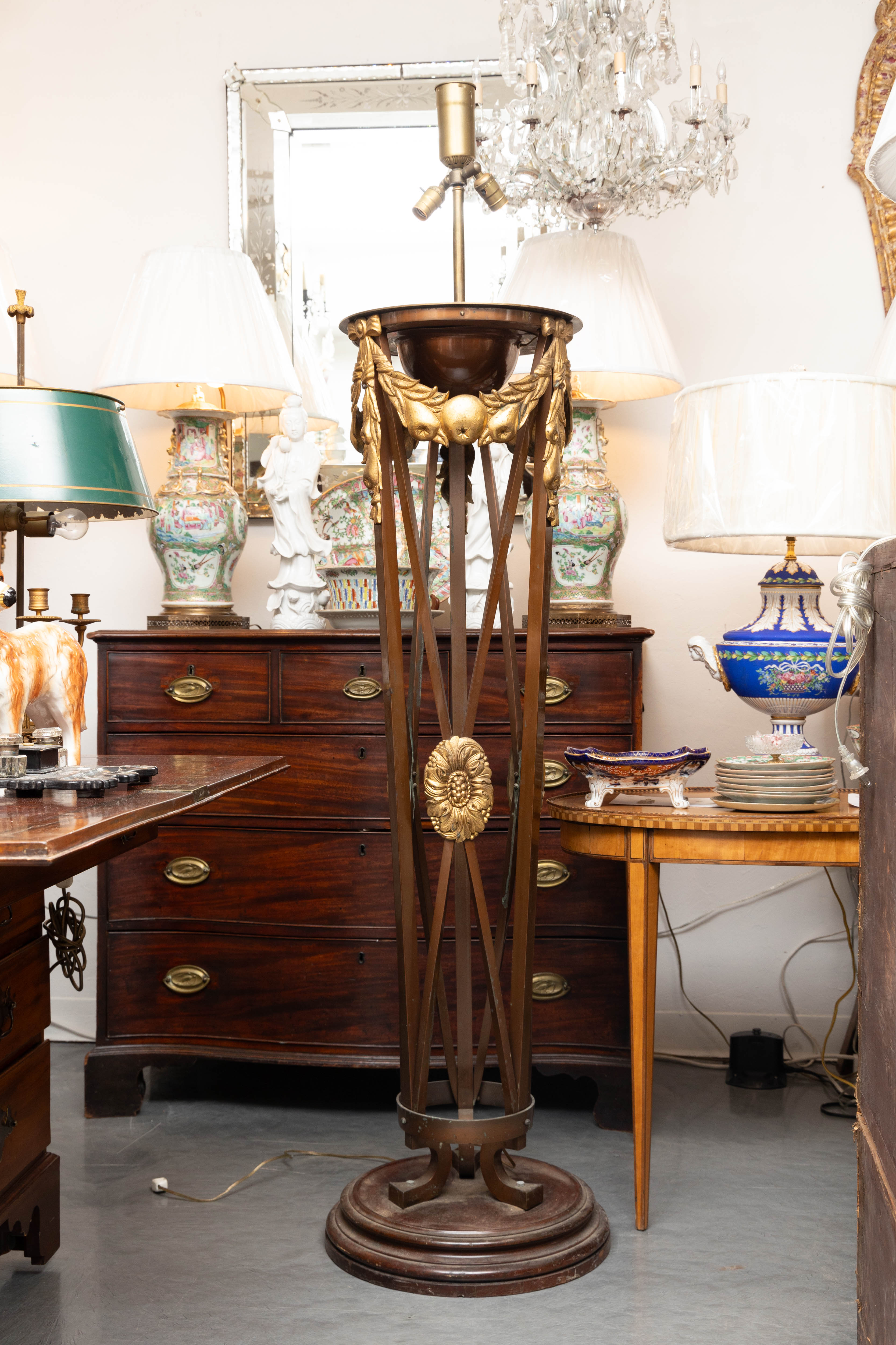 Stately Pair of Bronzed and Parcel Gilt Empire Style Torcheres For Sale ...