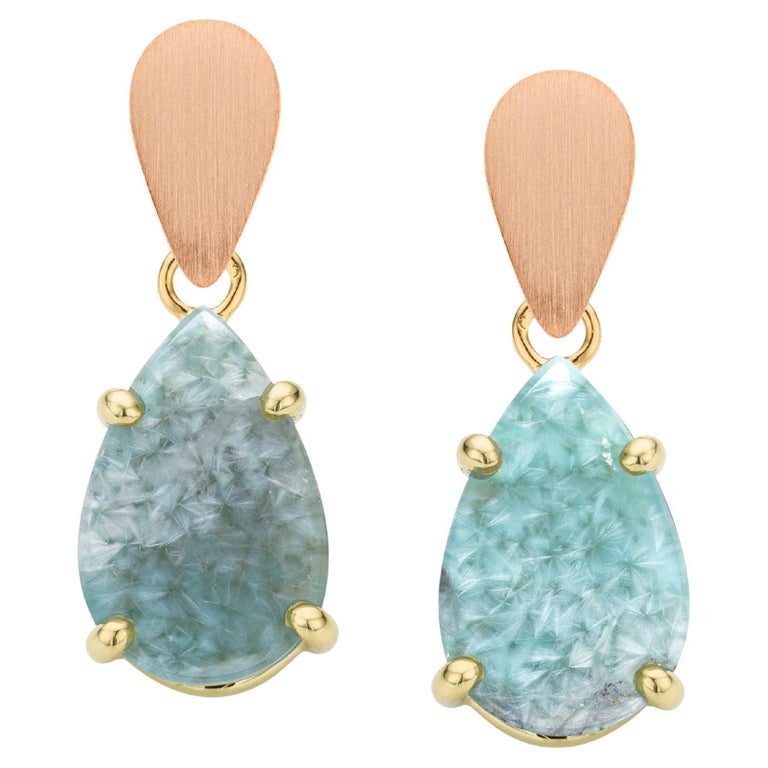 Statement Blue Earrings, with Rare Medusa Paraiba Quartzes and 18k ...