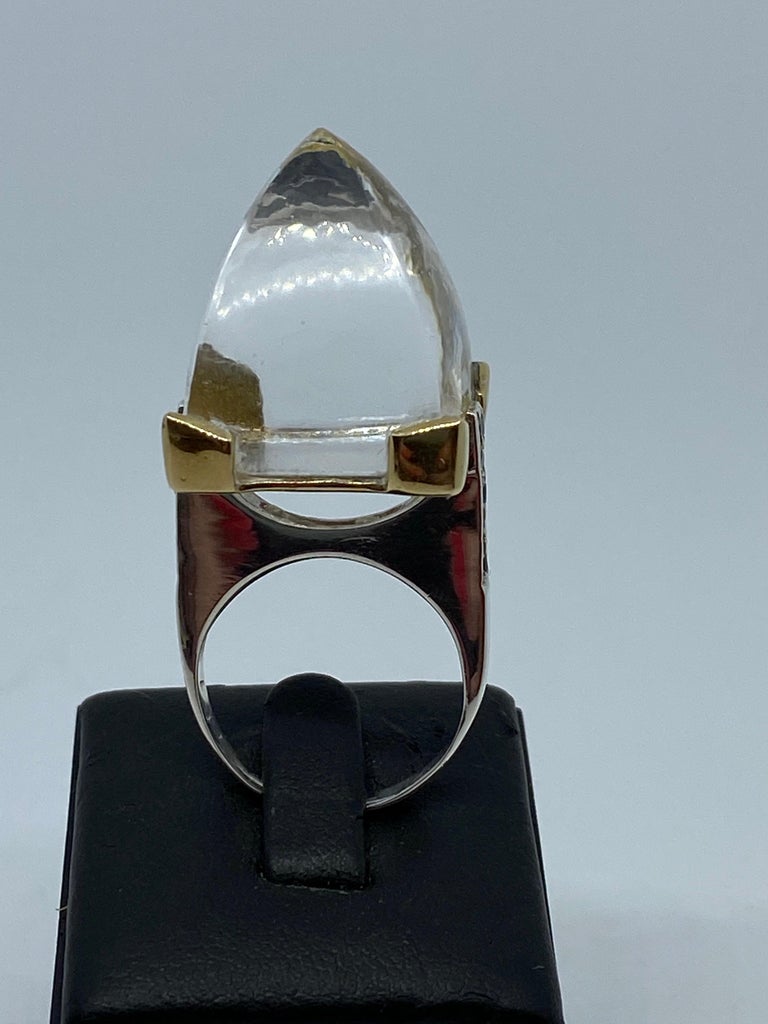 Statement Modern Quartz Sugarloaf Crystal Ring in Sterling Silver at ...