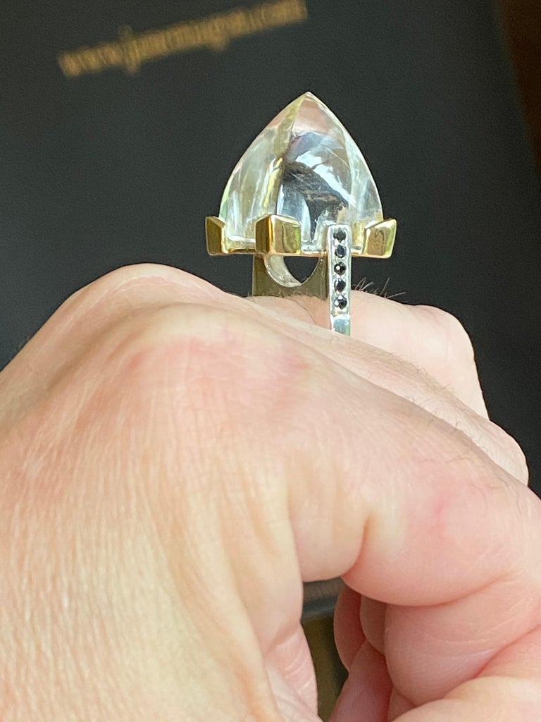 Statement Modern Quartz Sugarloaf Crystal Ring in Sterling Silver at ...