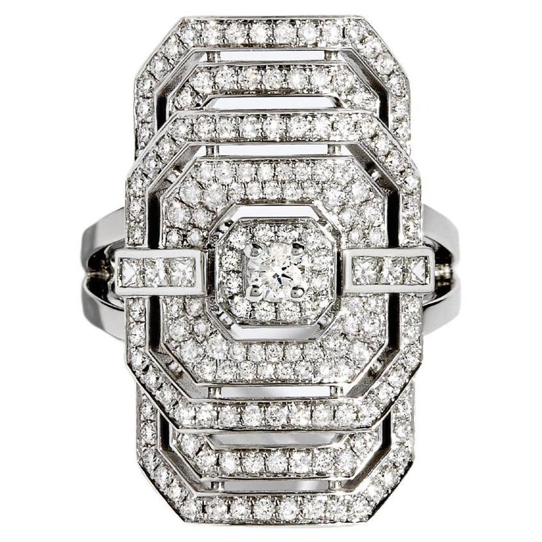 Customizable STATEMENT Paris - Art Deco Ring My Way Diamonds and White ...