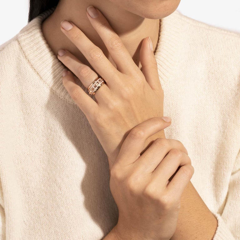 Customizable STATEMENT Paris, Ring Rockaway Spinner Half Paved and Pink ...