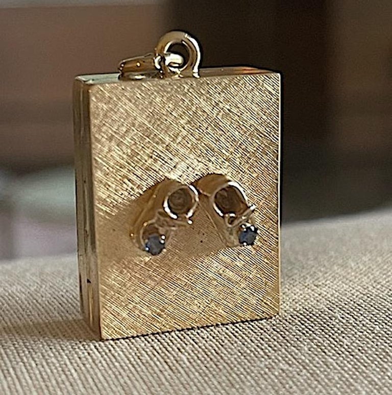 Statement Size Vintage 14k Gold and Blue Sapphire 3D Baby Shoe Book ...