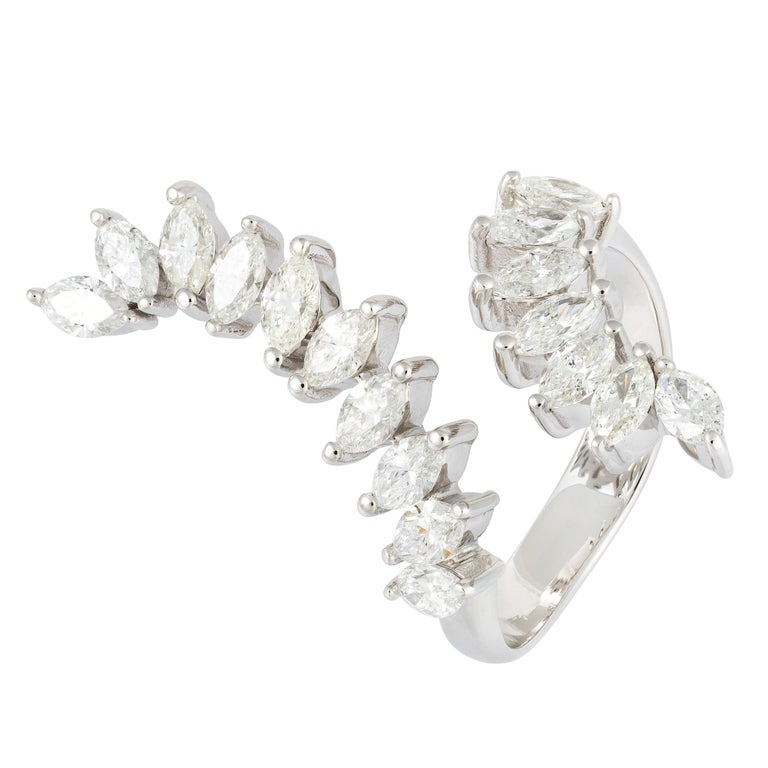 Customizable Statement White 18K Gold White Diamond Ring for Her For ...