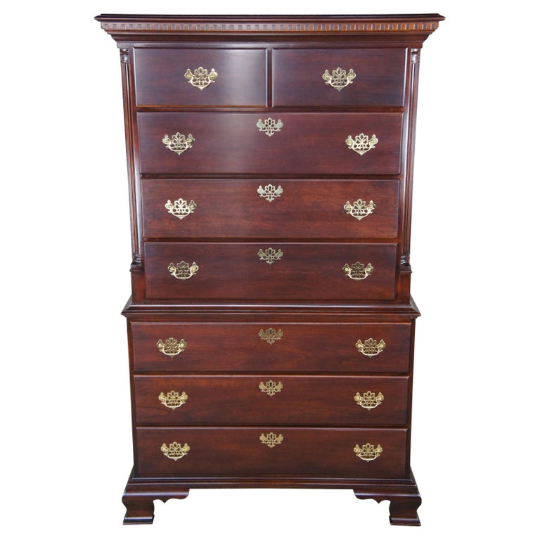 Statton Old Towne Cherry Chippendale Georgian Highboy Tallboy Chest ...