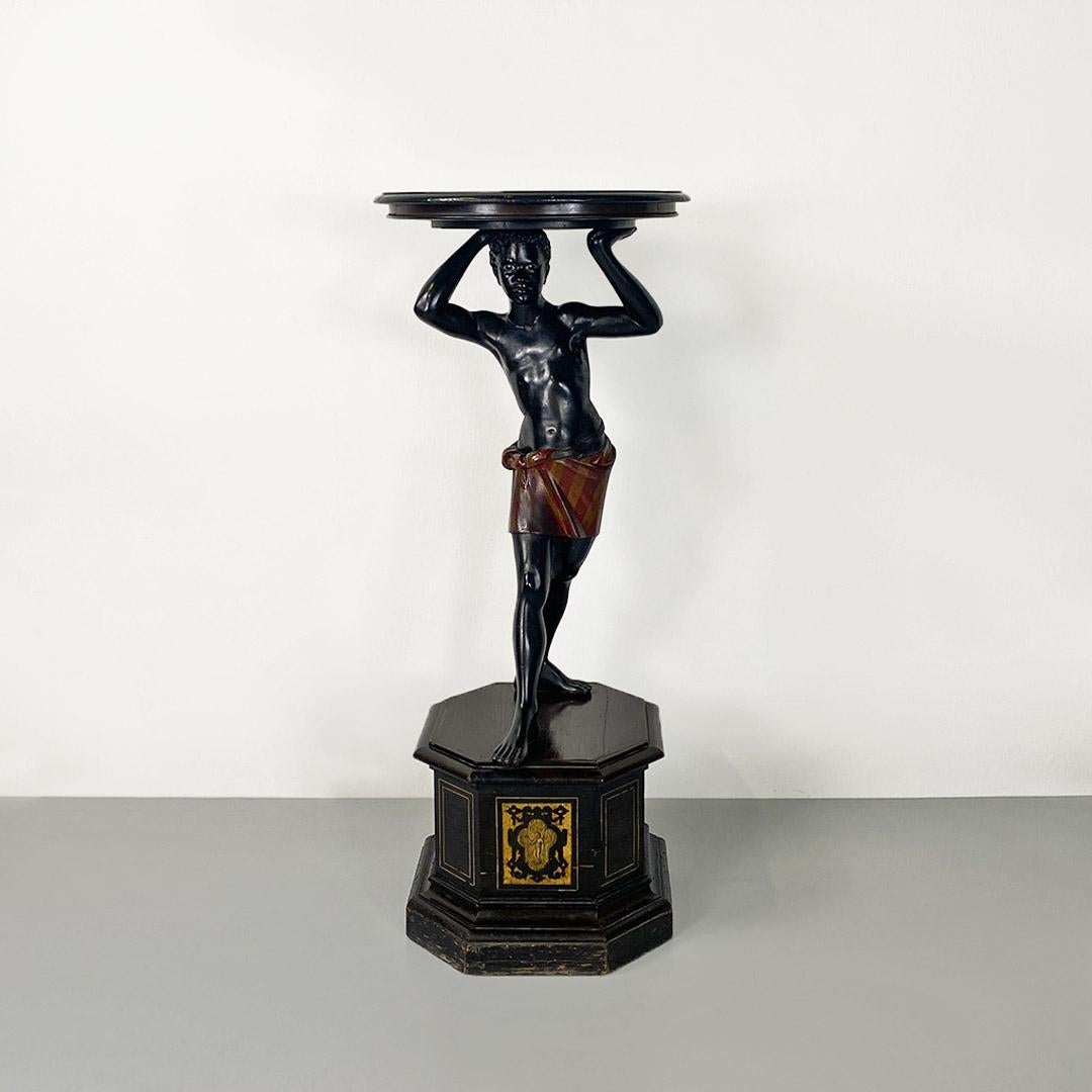 Italian pedestal or column statue with Moor shape in ebonized wood ...