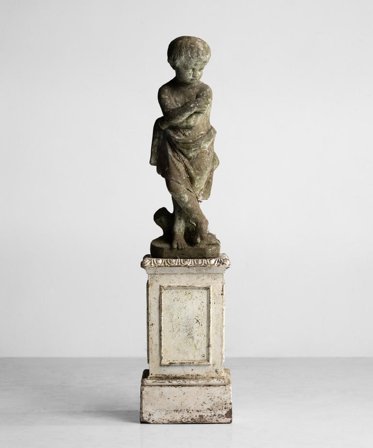 Child Garden Statue on Pedestal at 1stDibs | child garden statues