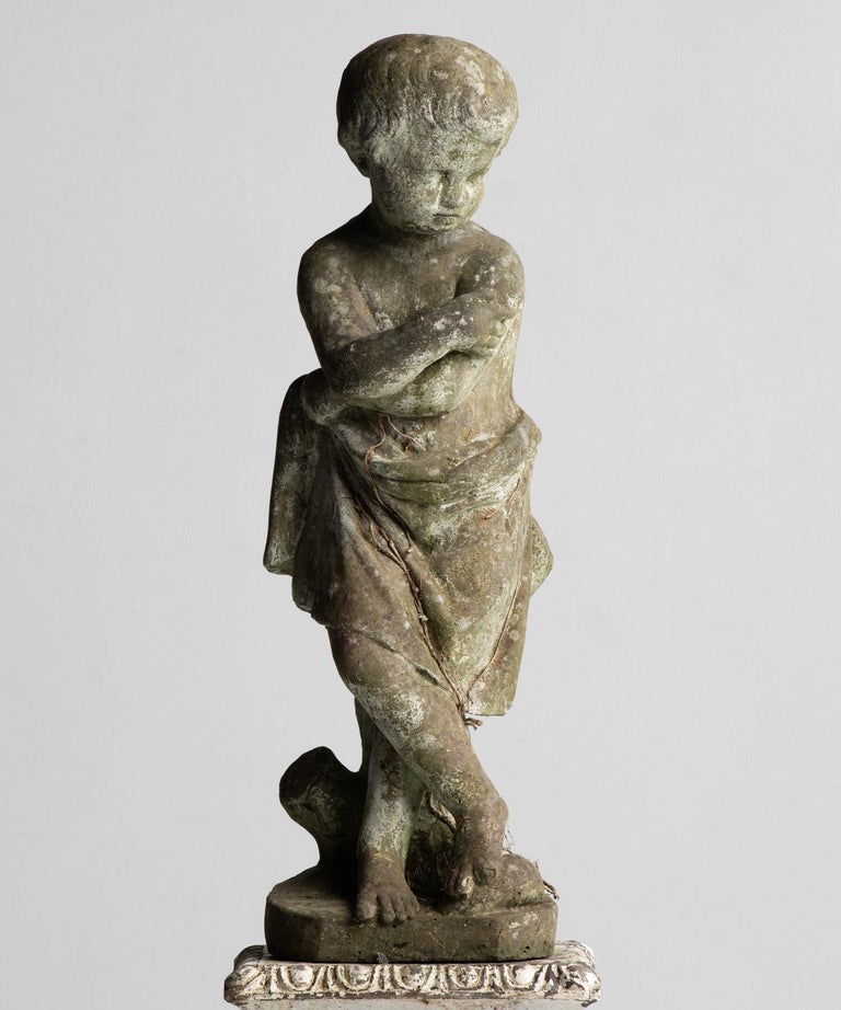 Child Garden Statue on Pedestal at 1stDibs | child garden statues