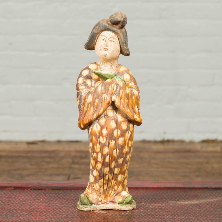 Statue of a Chinese Court Lady Wearing Brown Patterned Kimono and ...