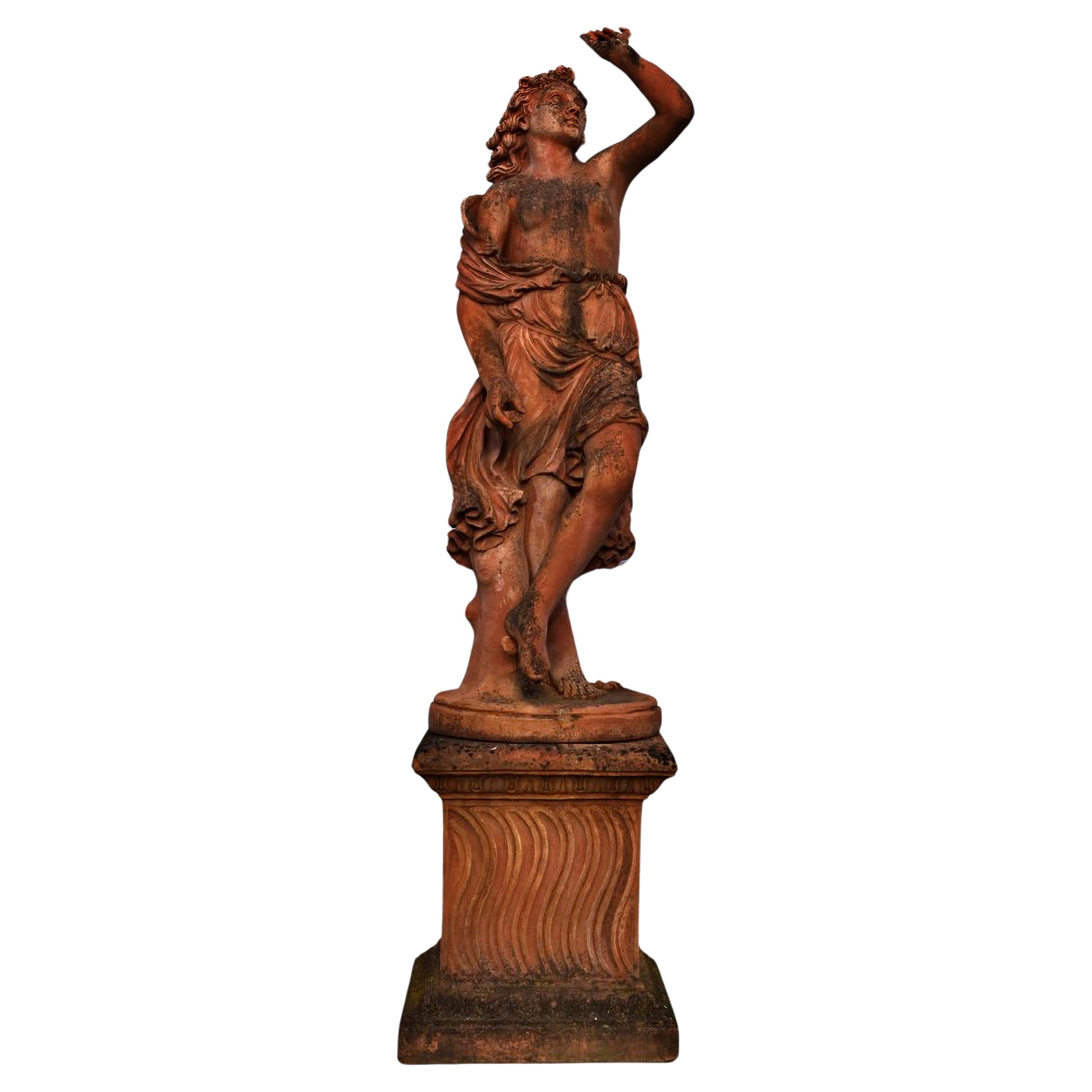 "STATUE OF ABUNDANCE" IN TUSCAN TERRACOTTA WITH BASE early 20th Century ...