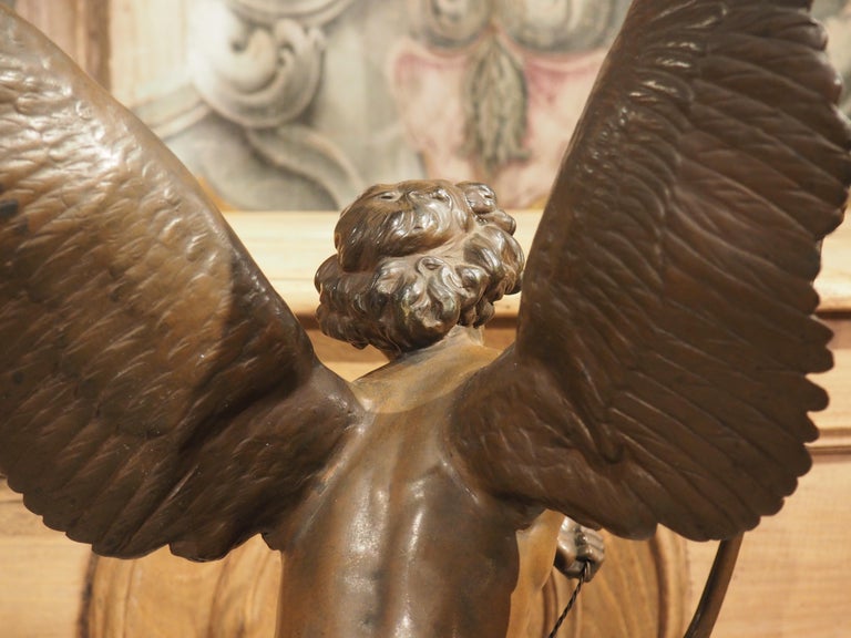 Statue of Cupid with Bow on Alabaster Base, 1896 For Sale at 1stDibs