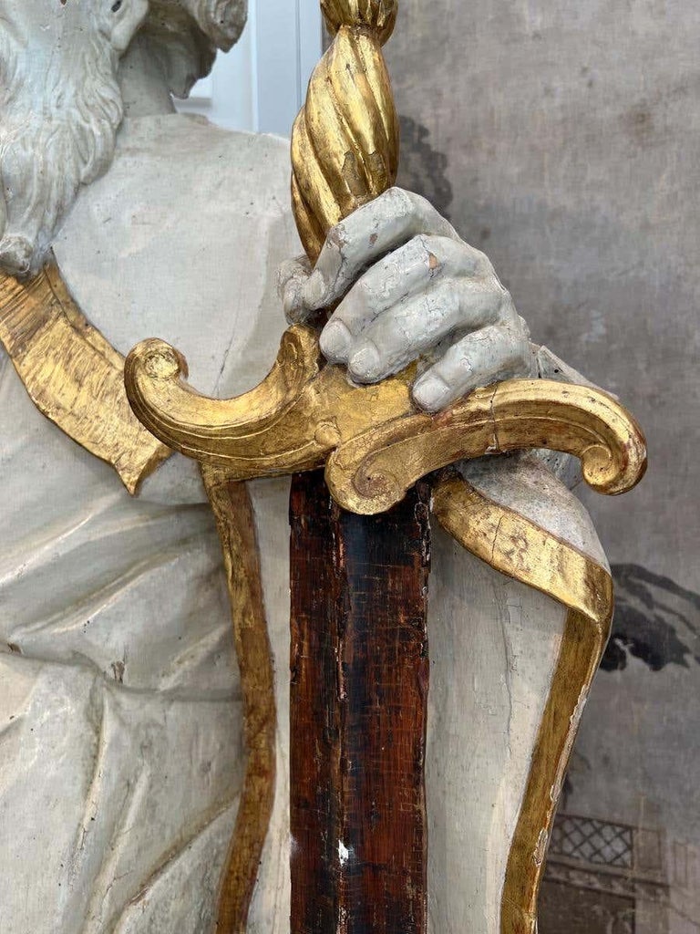 Statue of St. Paul with Sword, Large 17th Century Wooden For Sale at ...