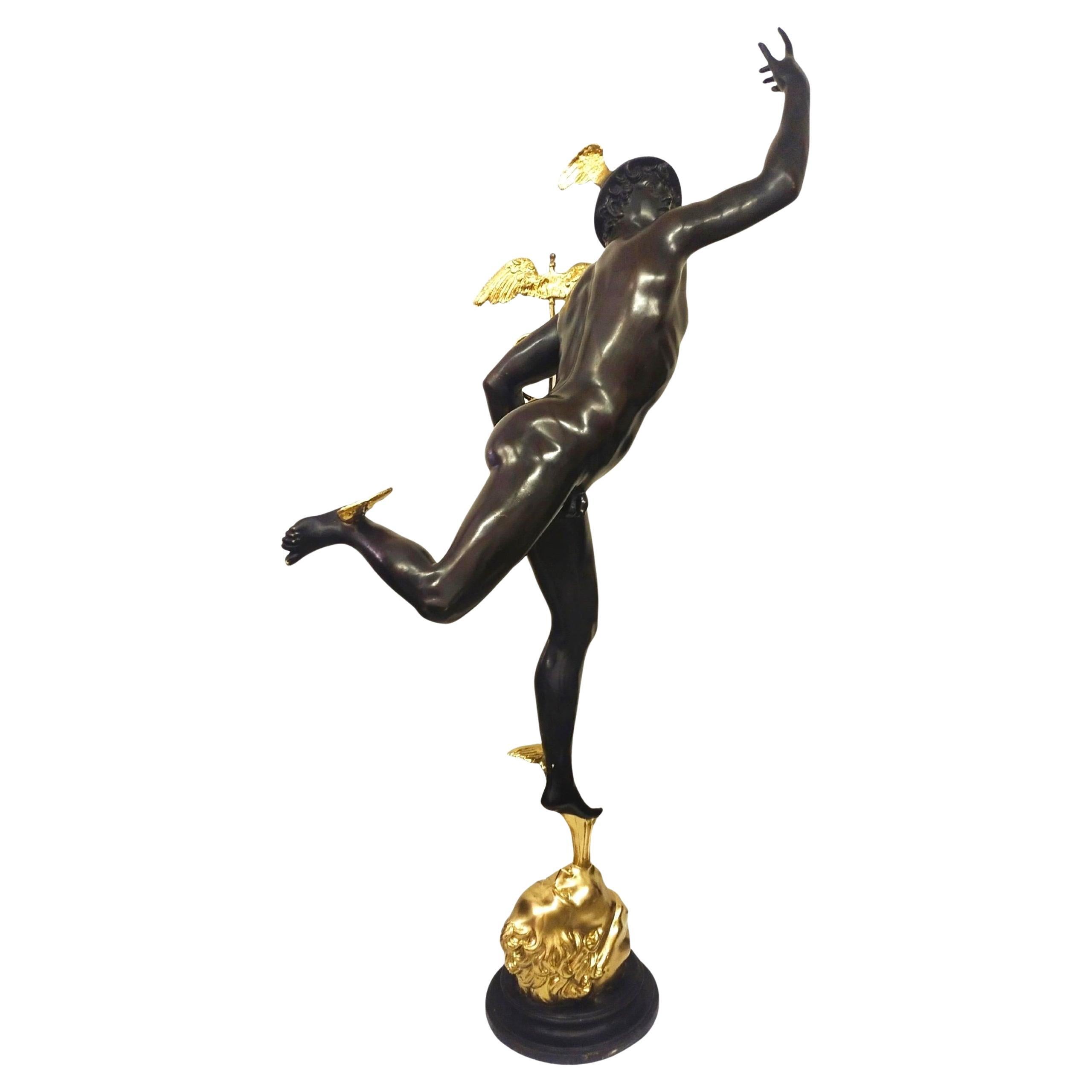 Statue of winged Mercury in bronze, 189cm For Sale at 1stDibs
