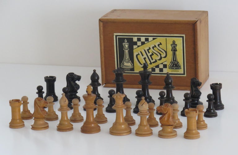 Staunton Fierce Knight Weighted Chess Set Kings in Jointed Box, 19th ...