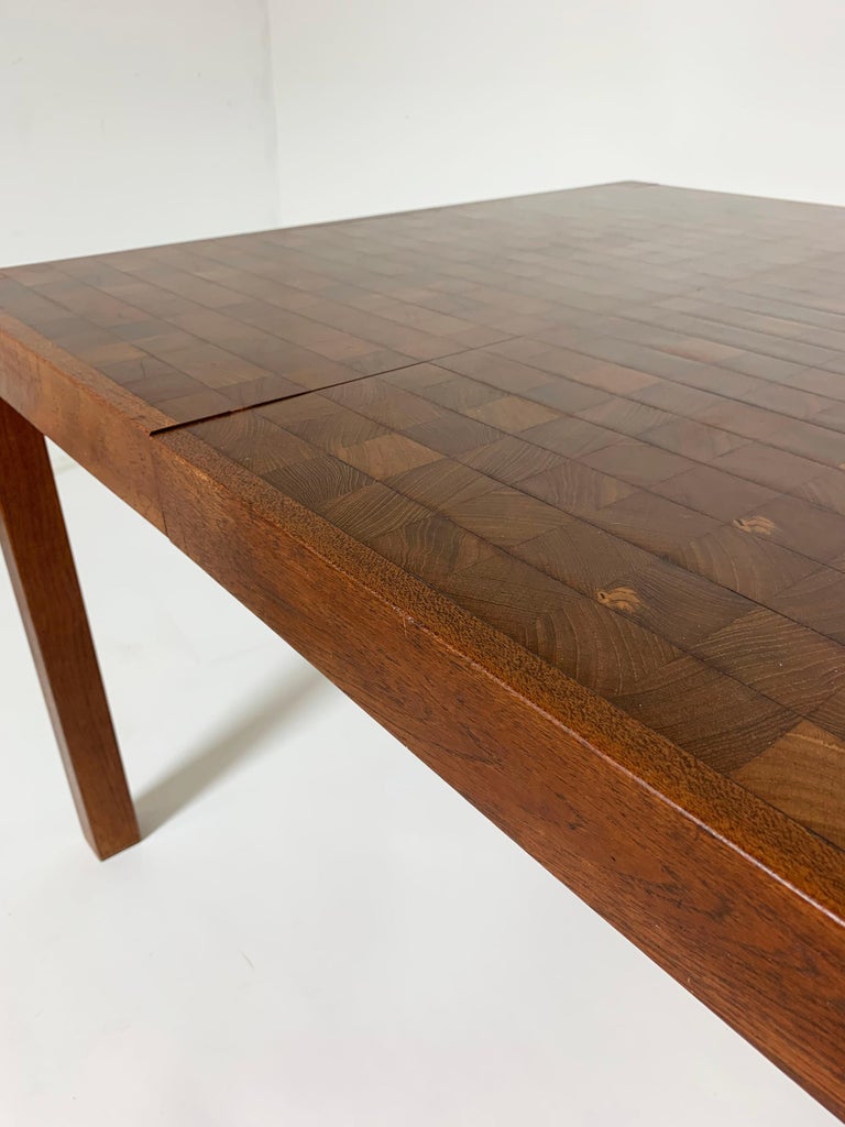 Staved Teak Dining Table with Two Leaves, Circa 1960s For Sale at 1stDibs