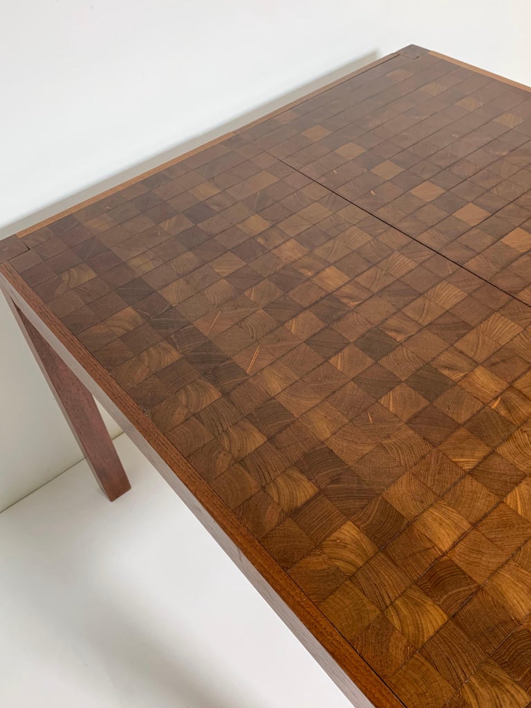 Staved Teak Dining Table with Two Leaves, Circa 1960s For Sale at 1stDibs