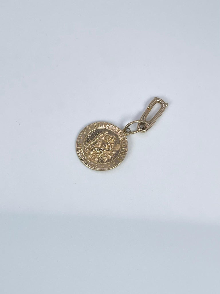 St.Christopher Charm Pendant 14kt Yellow Gold For Sale at 1stDibs