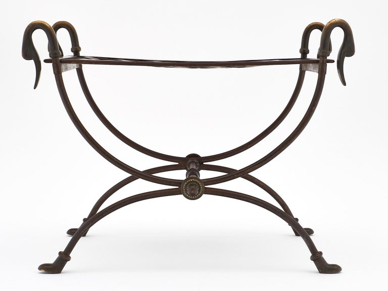 Steel and Bronze Antique Swan Stool For Sale at 1stDibs