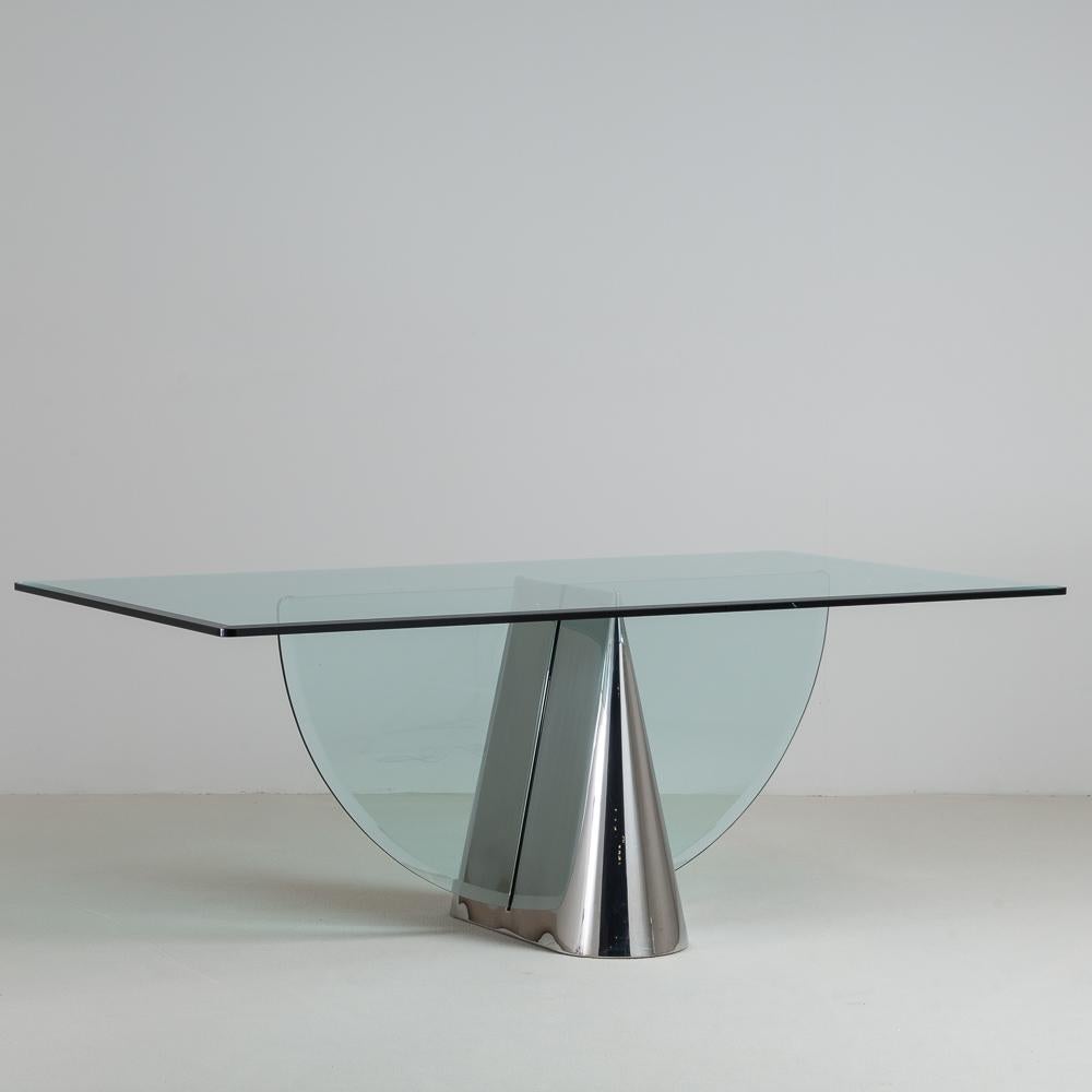 Steel and Glass Brueton designed Table Base, 1970s For Sale at 1stDibs