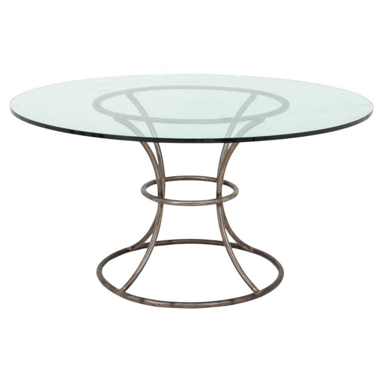 Steel and Glass Circular Table For Sale at 1stDibs