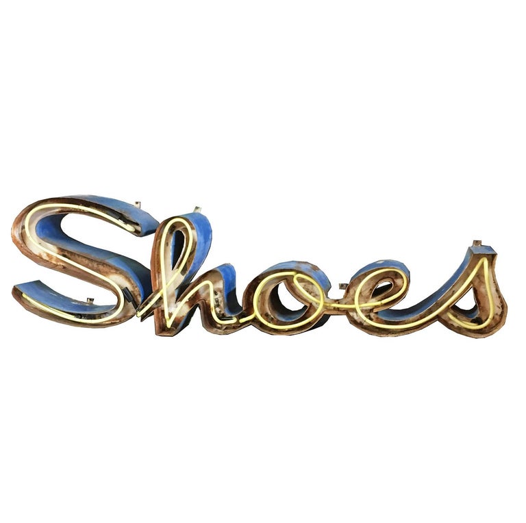 Steel and Neon "Shoes" Wall Display Sign at 1stDibs