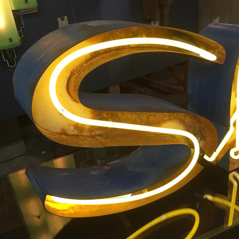 Steel and Neon "Shoes" Wall Display Sign at 1stDibs