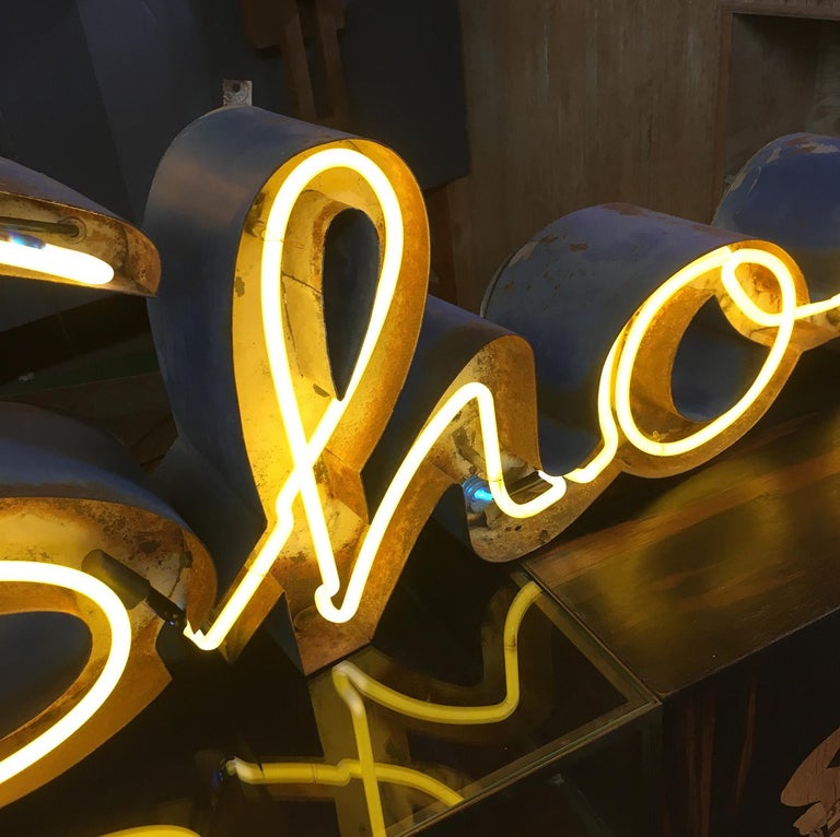 Steel and Neon "Shoes" Wall Display Sign at 1stDibs