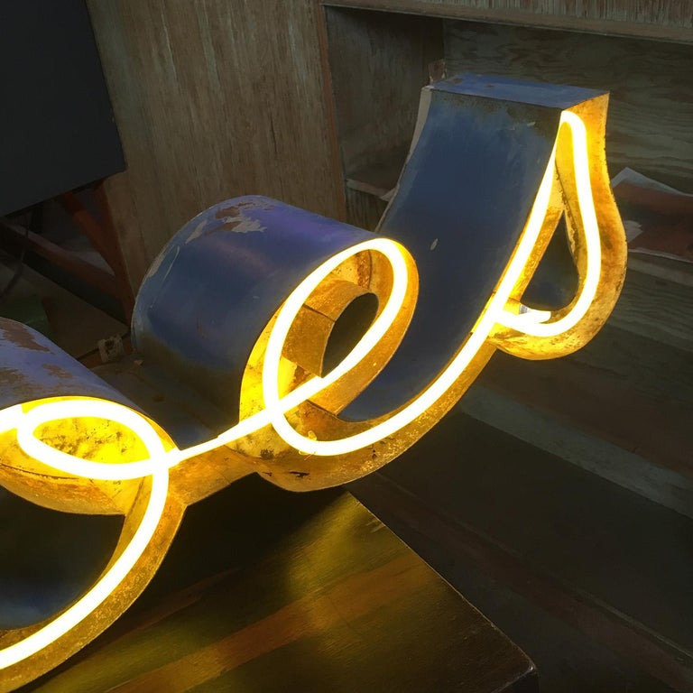 Steel and Neon "Shoes" Wall Display Sign at 1stDibs