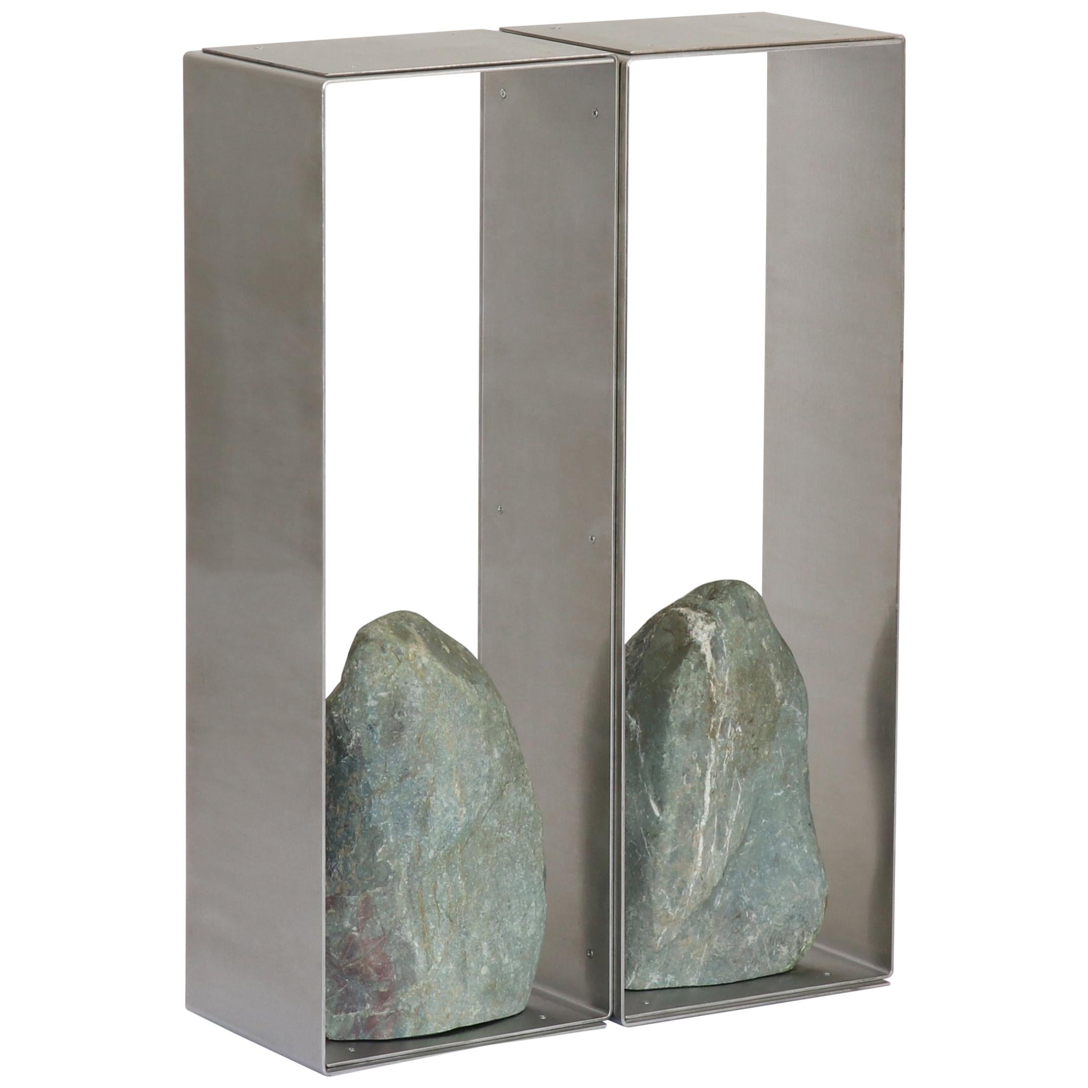 Steel and Stone Console Table by Batten and Kamp For Sale at 1stDibs