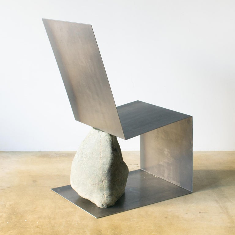 Steel and Stone Lounge Chair Batten and Kamp Minimalist For Sale at 1stDibs