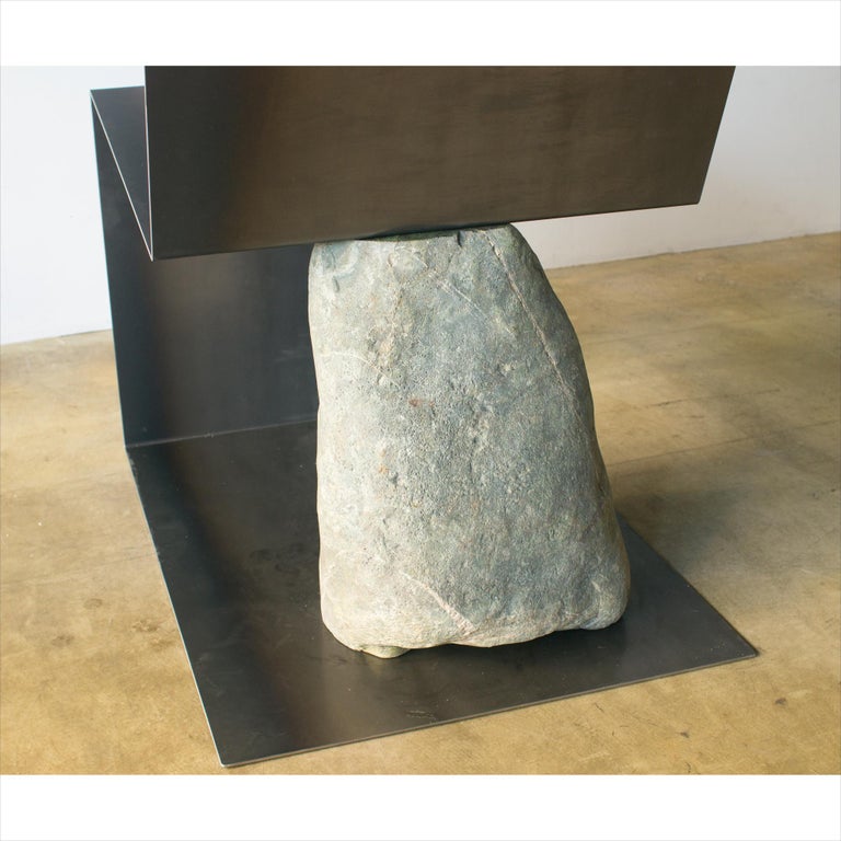 Steel and Stone Lounge Chair Batten and Kamp Minimalist For Sale at 1stDibs