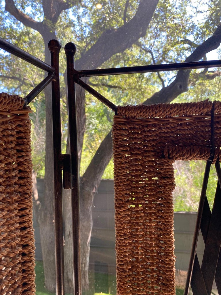 Steel and Wicker Folding Screen, France, 1950s For Sale at 1stDibs