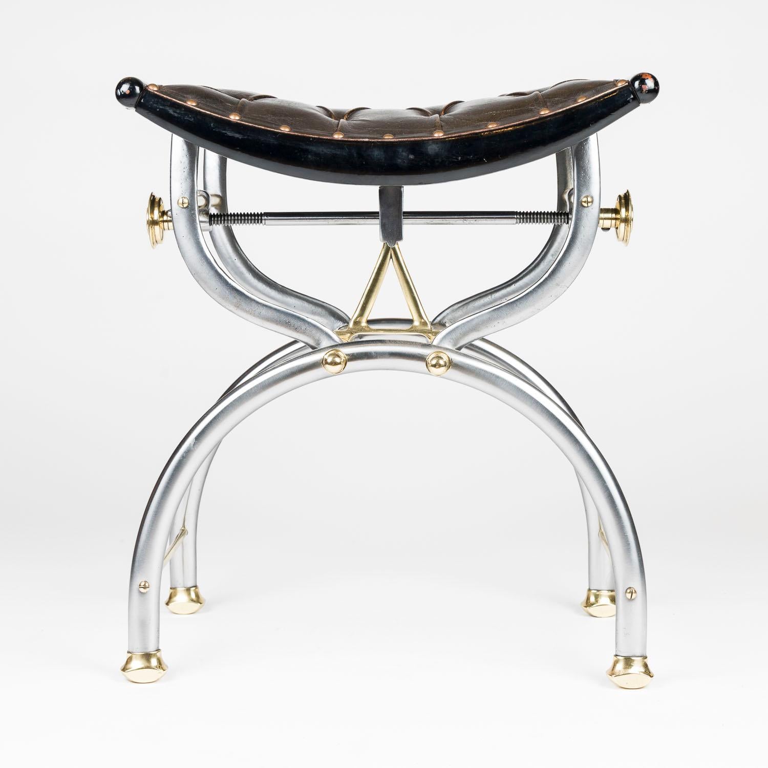 Steel and brass Victorian patent stool of adjustable height by C. H ...