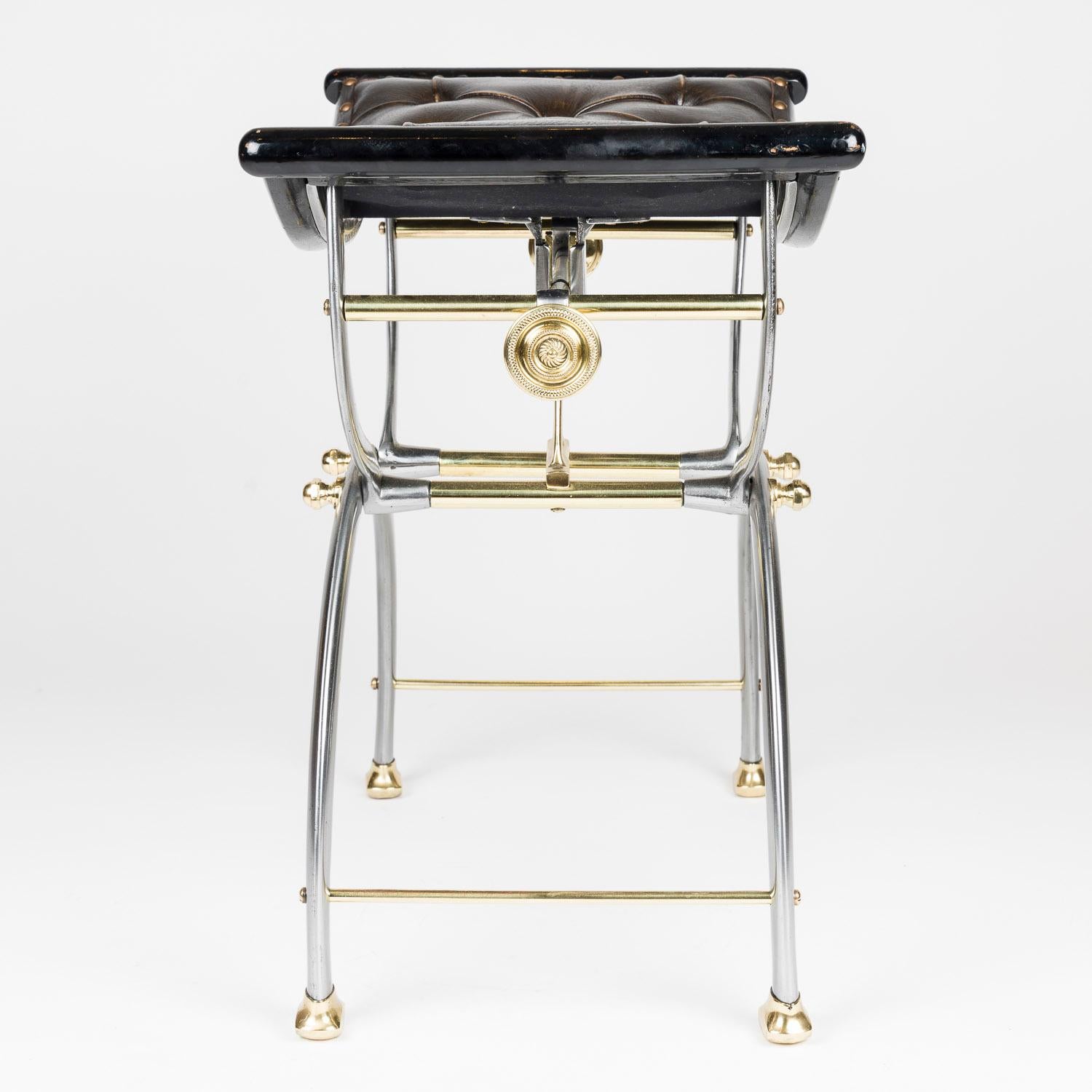 Steel and brass Victorian patent stool of adjustable height by C. H ...