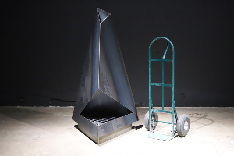 Steel Chiminea Fire Pit Outdoor Fireplace at 1stDibs